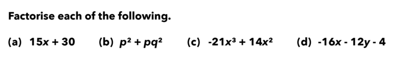 Algebra A Step By Step Guide To Factorising Linear Expressions