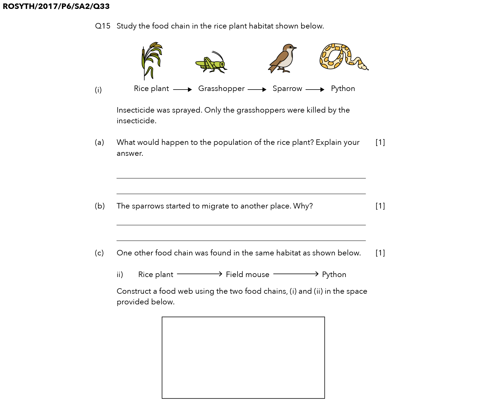 2017 Rosyth School (ROSYTH) P6 Science Prelim Examination Paper ...