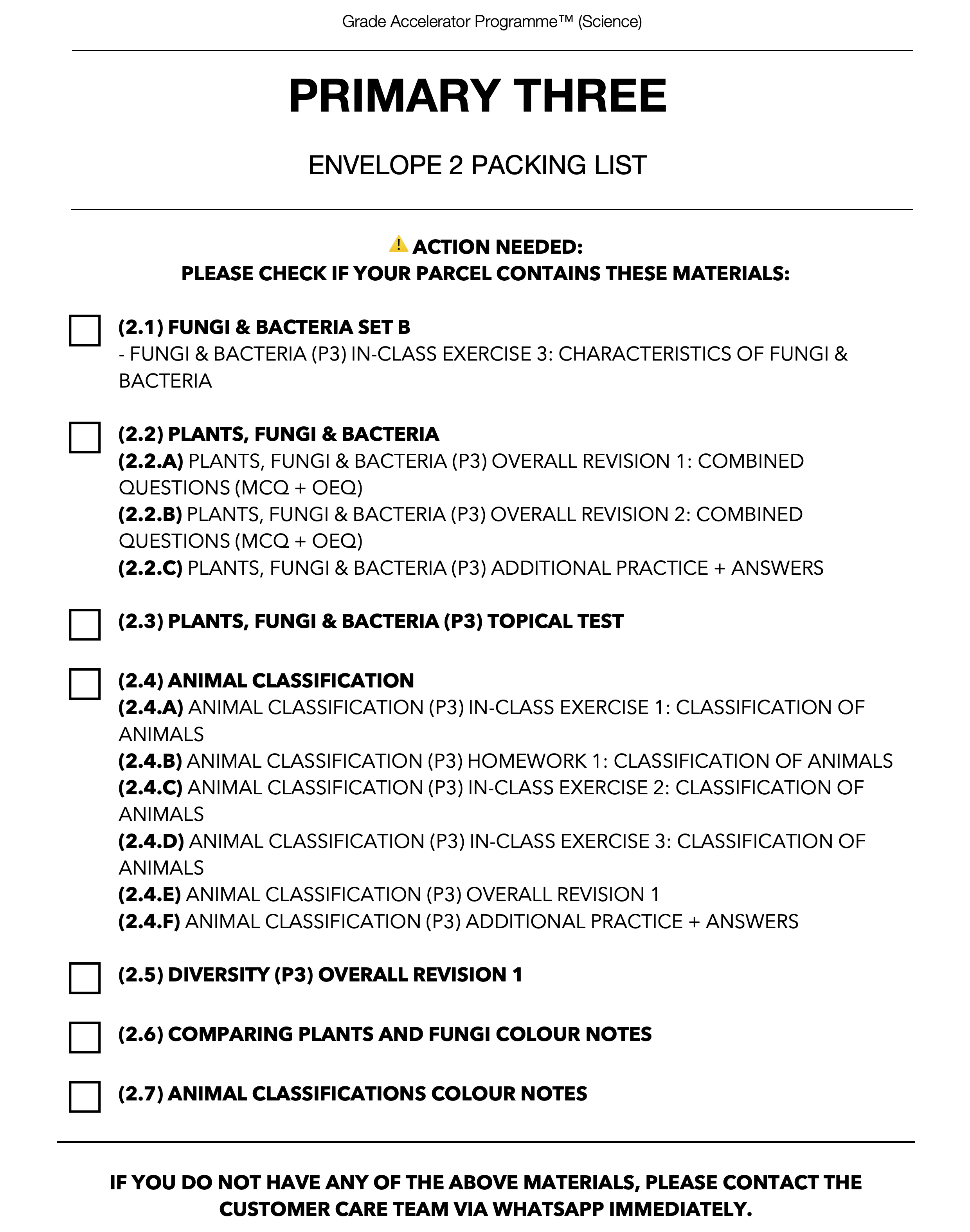 [2022] [P3 GAP] Materials Packing List - The Pique Lab
