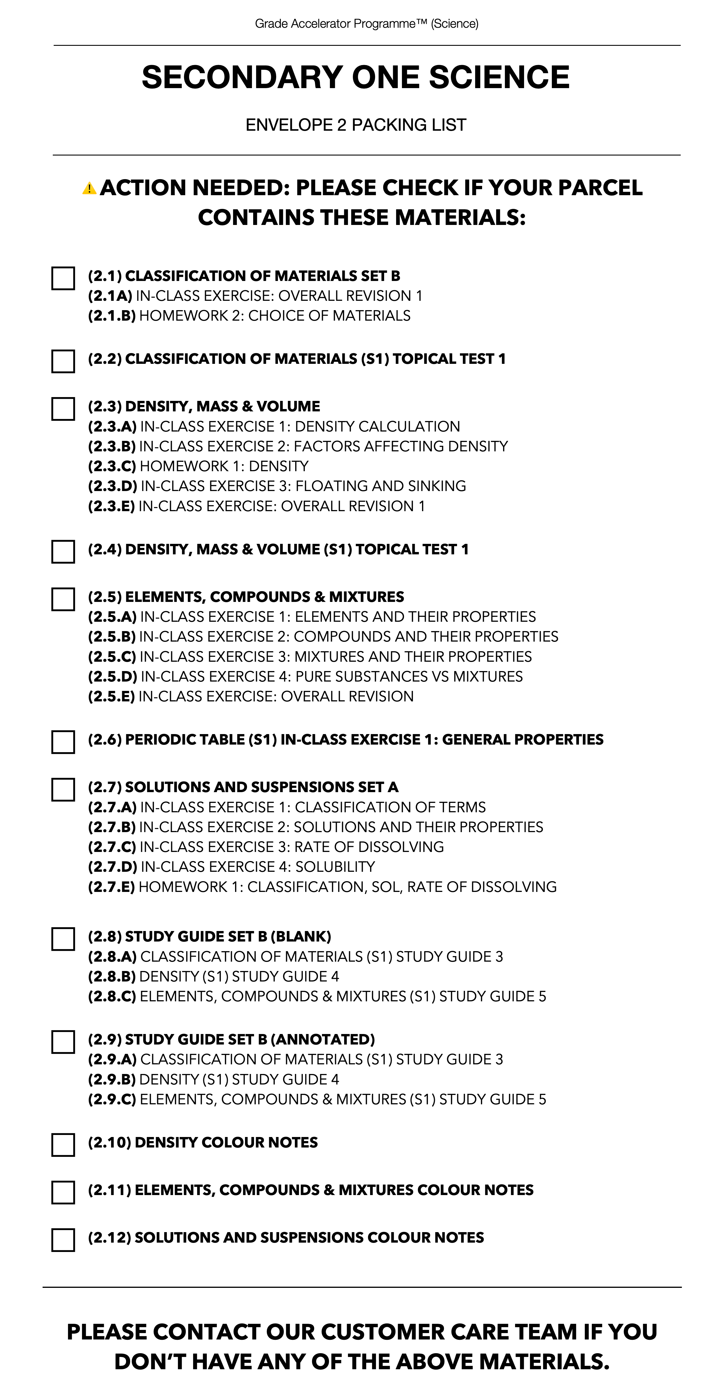 [2022] [S1 GAP] Materials Packing List - The Pique Lab