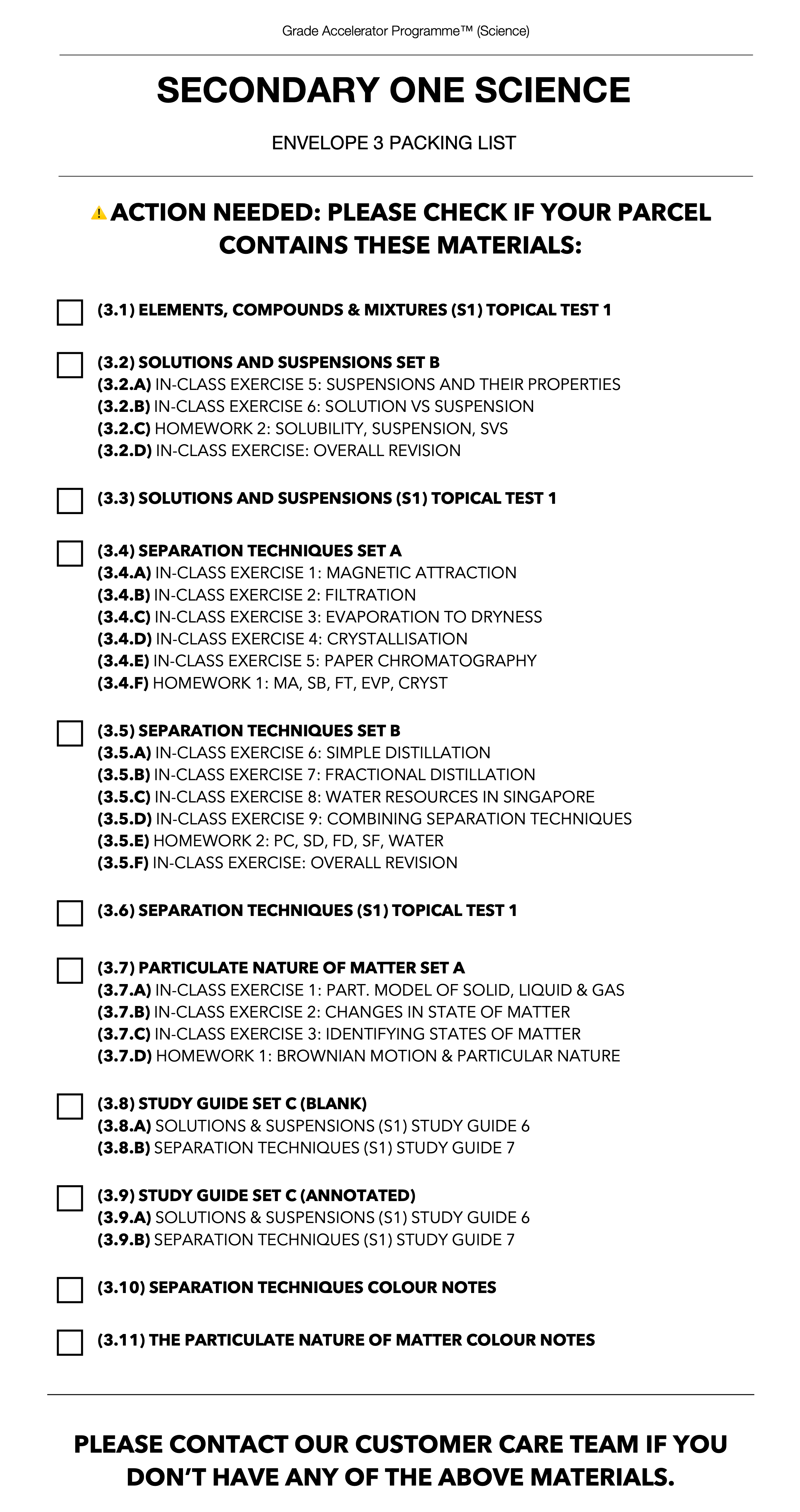 [2022] [S1 GAP] Materials Packing List - The Pique Lab