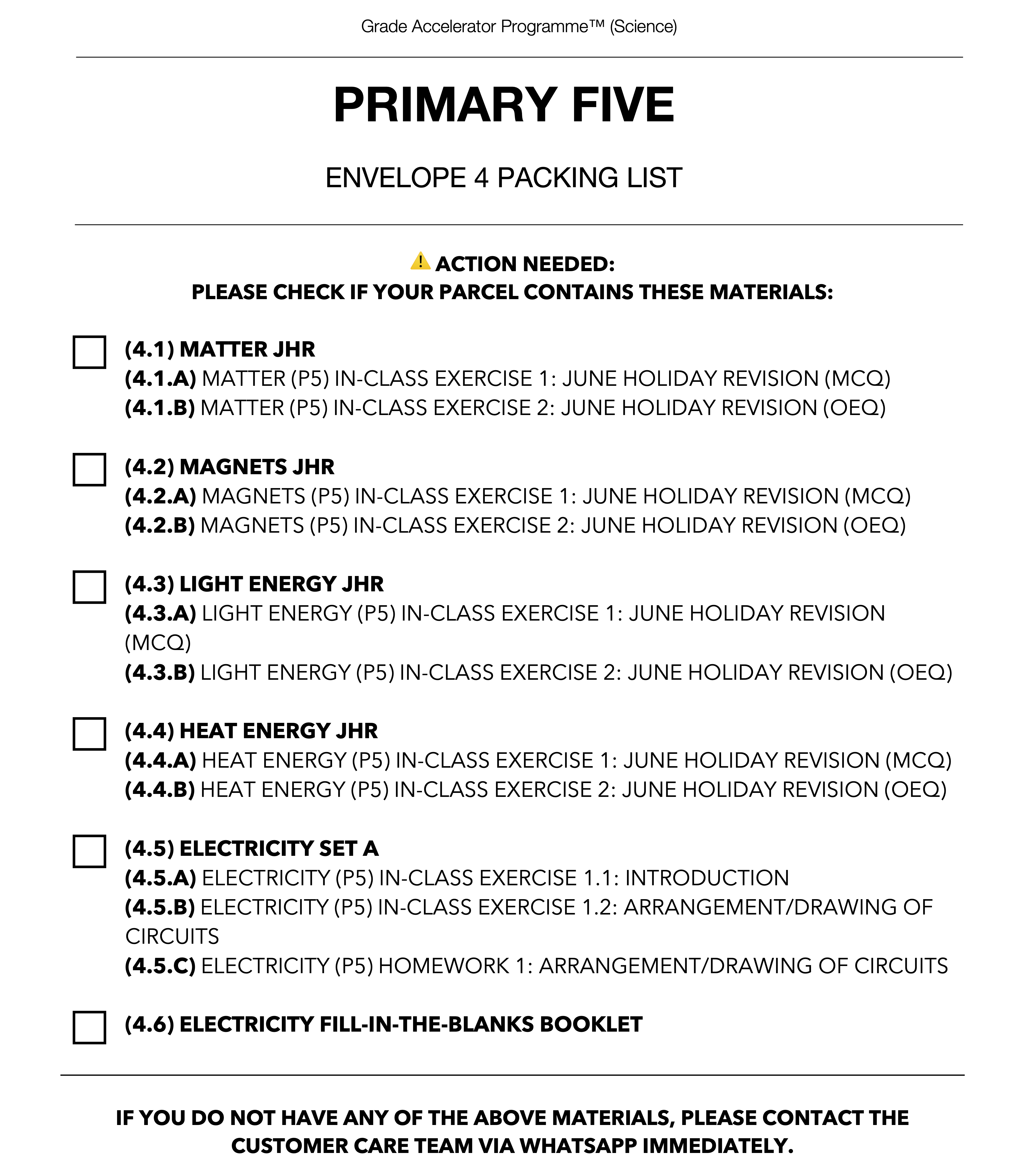 [2022] [P5 GAP] Materials Packing List - The Pique Lab