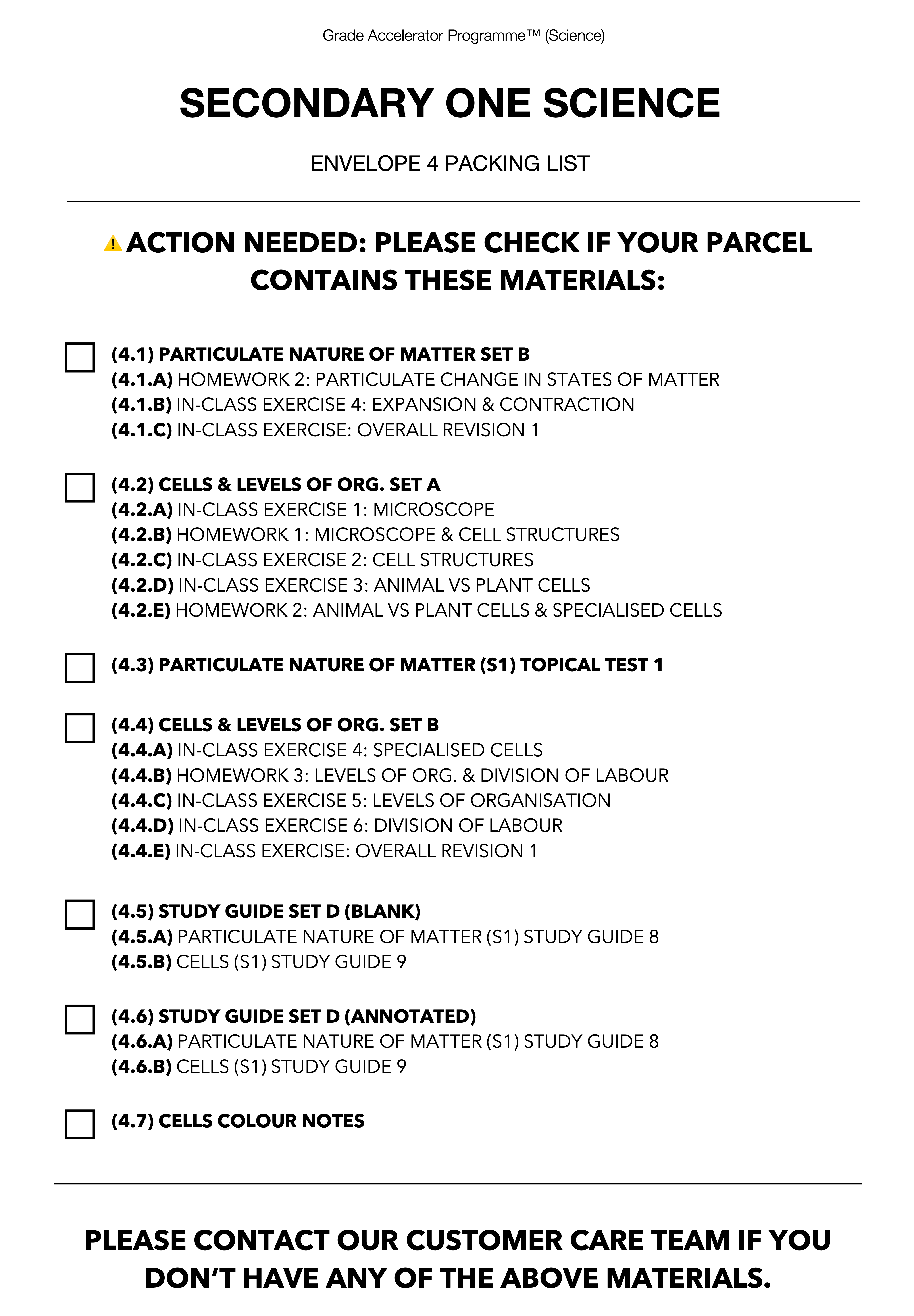 [2022] [S1 GAP] Materials Packing List - The Pique Lab