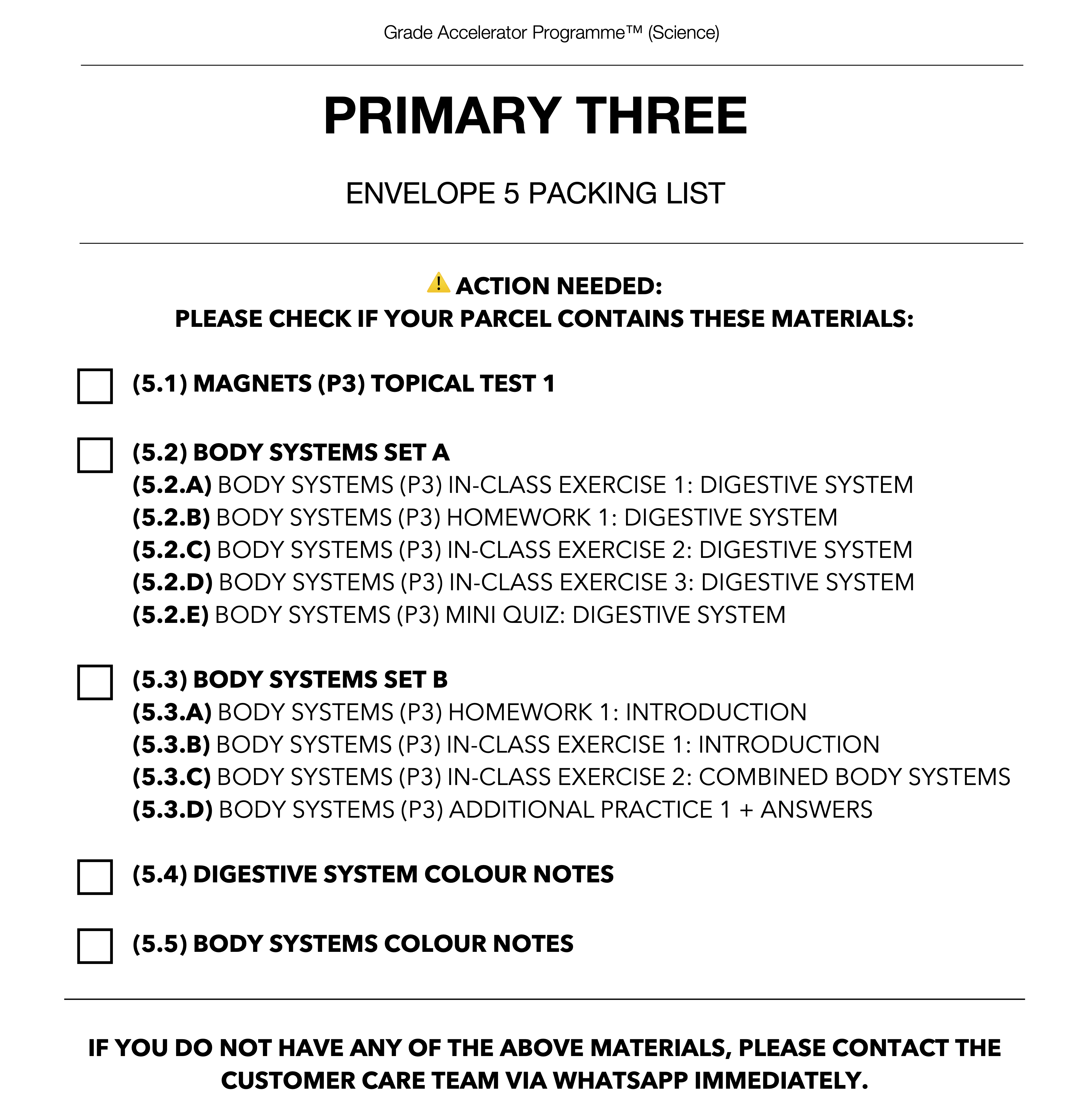 [2022] [P3 GAP] Materials Packing List - The Pique Lab