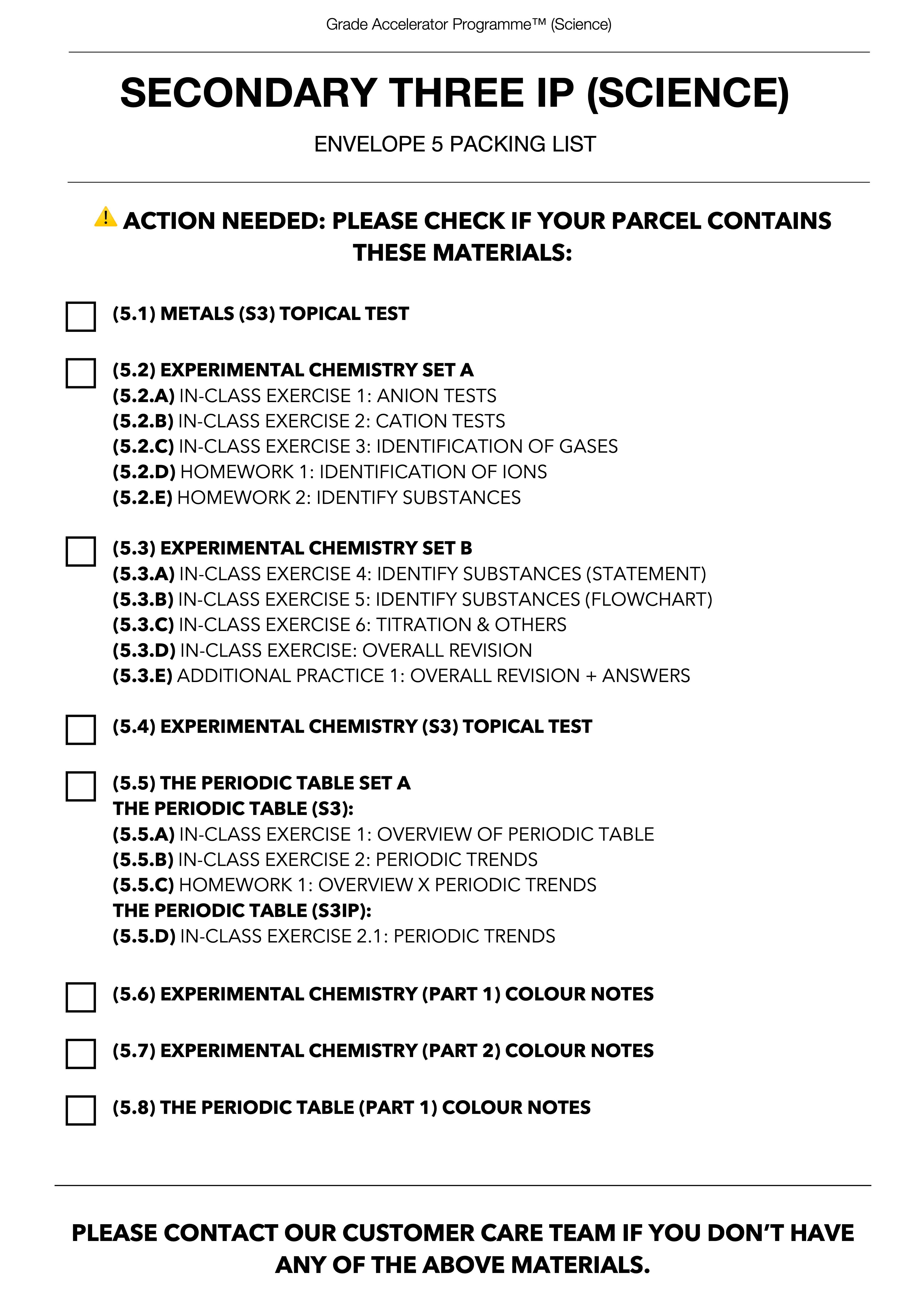 [2022] [S3I GAP] Materials Packing List - The Pique Lab