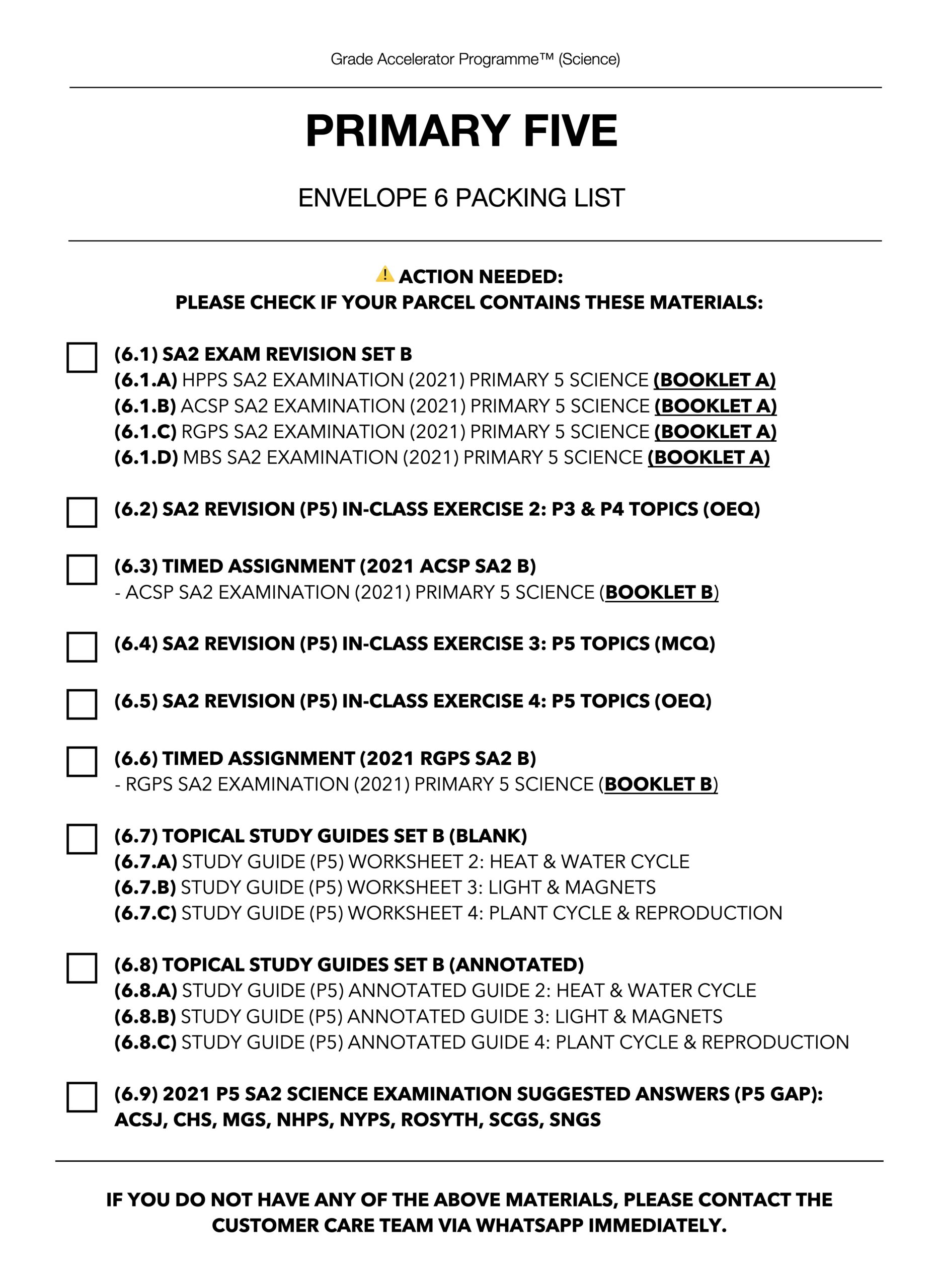 [2022] [P5 GAP] Materials Packing List - The Pique Lab