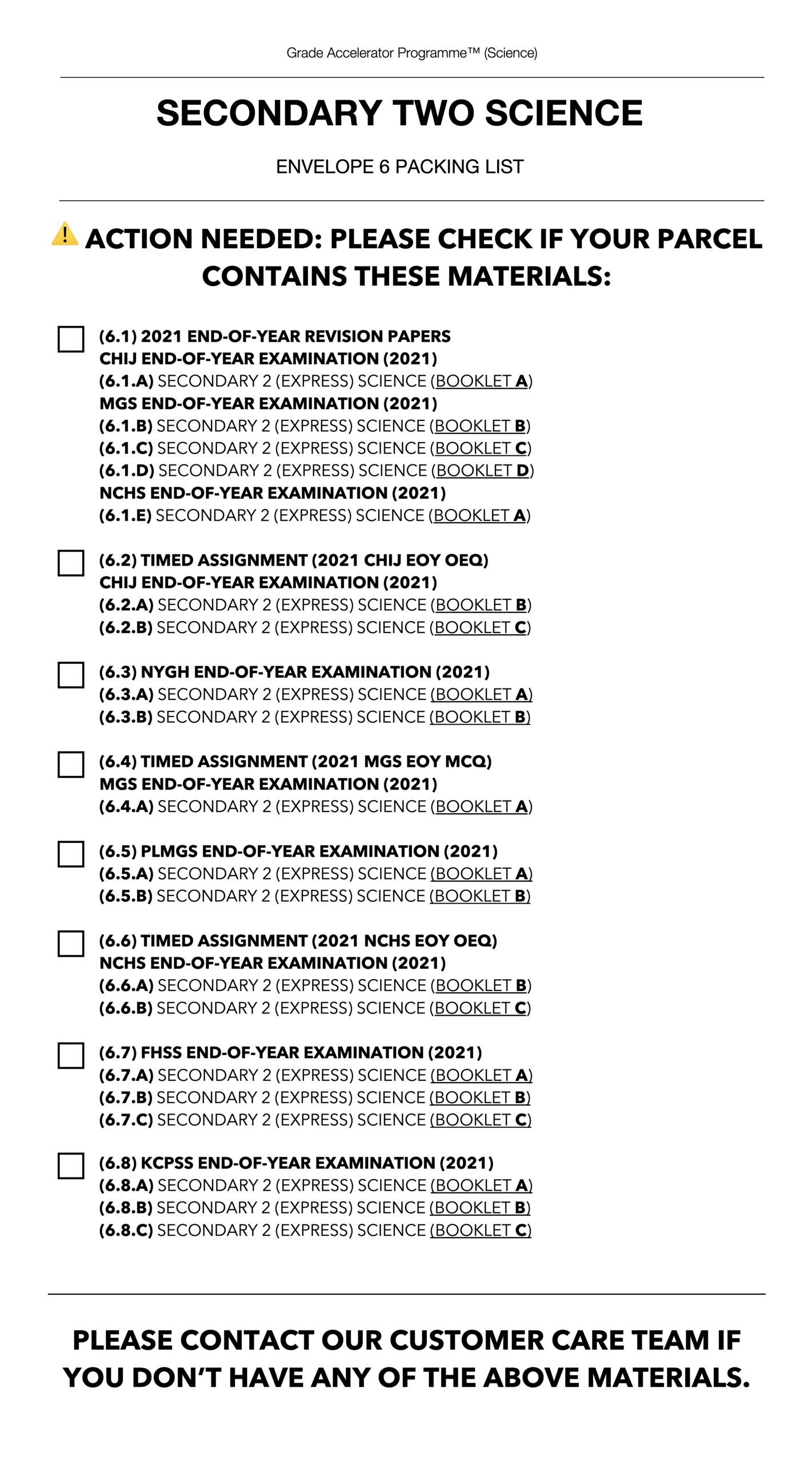 [2022] [S2 GAP] Materials Packing List - The Pique Lab