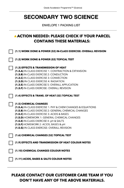 [S2 GAP] Materials Packing List - The Pique Lab