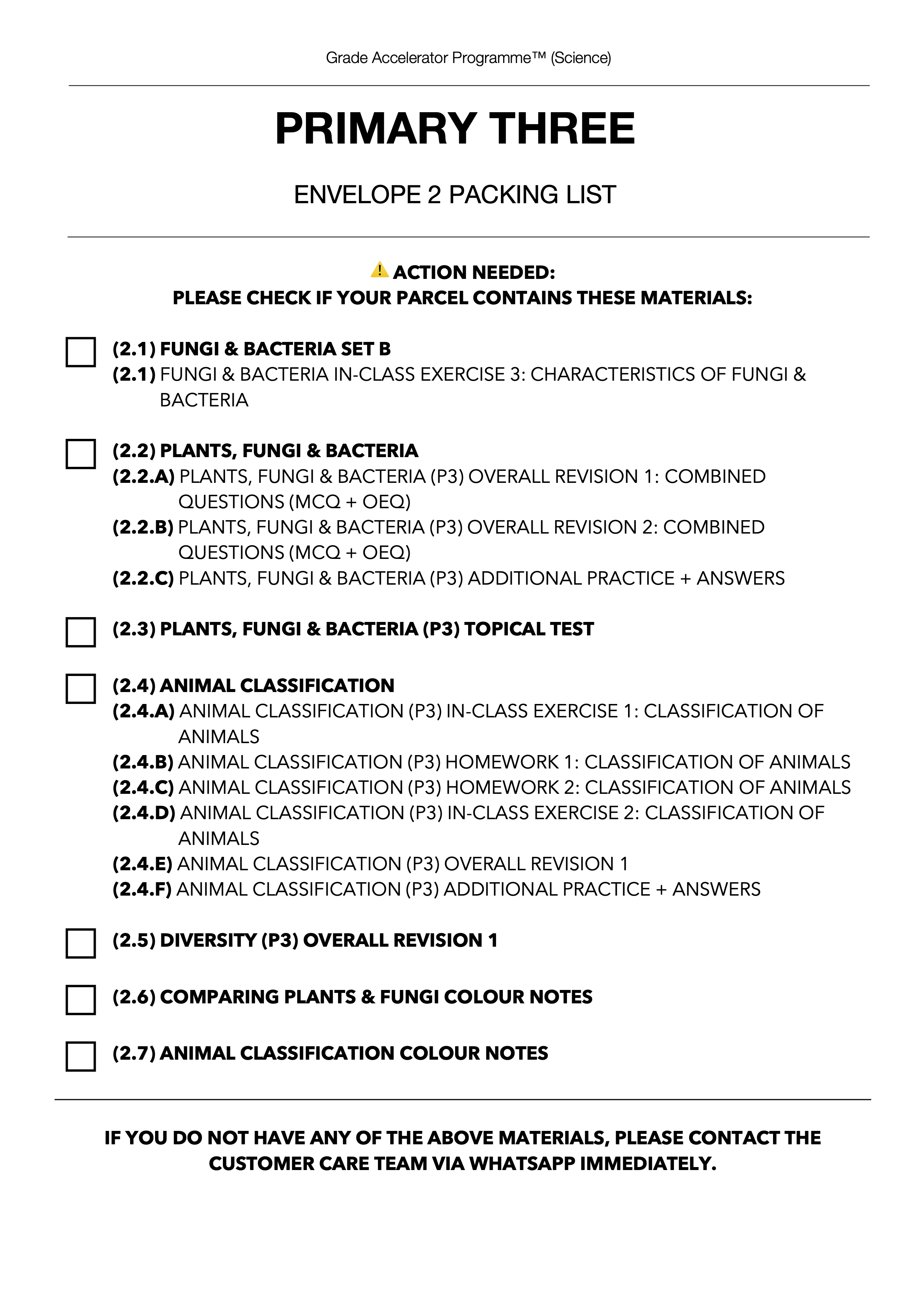 [P3 GAP] Materials Packing List - The Pique Lab