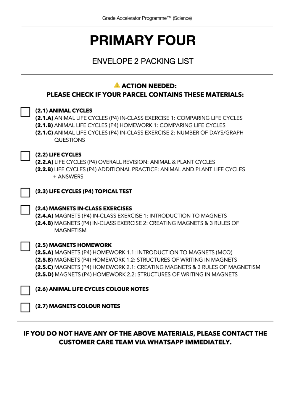 [P4 GAP] Materials Packing List - The Pique Lab