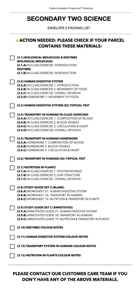 [S2 GAP] Materials Packing List - The Pique Lab