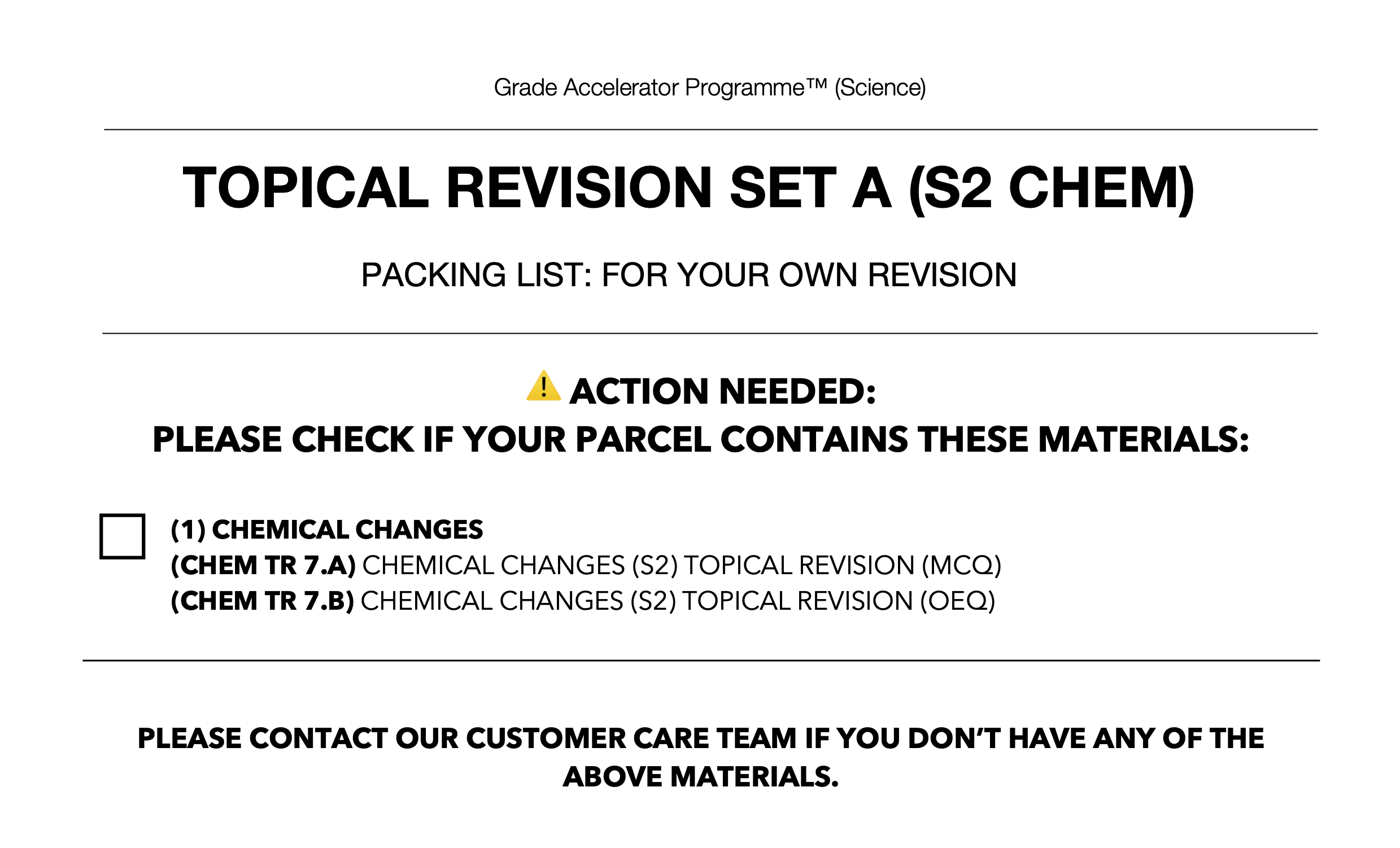 [S2 GAP] Materials Packing List - The Pique Lab