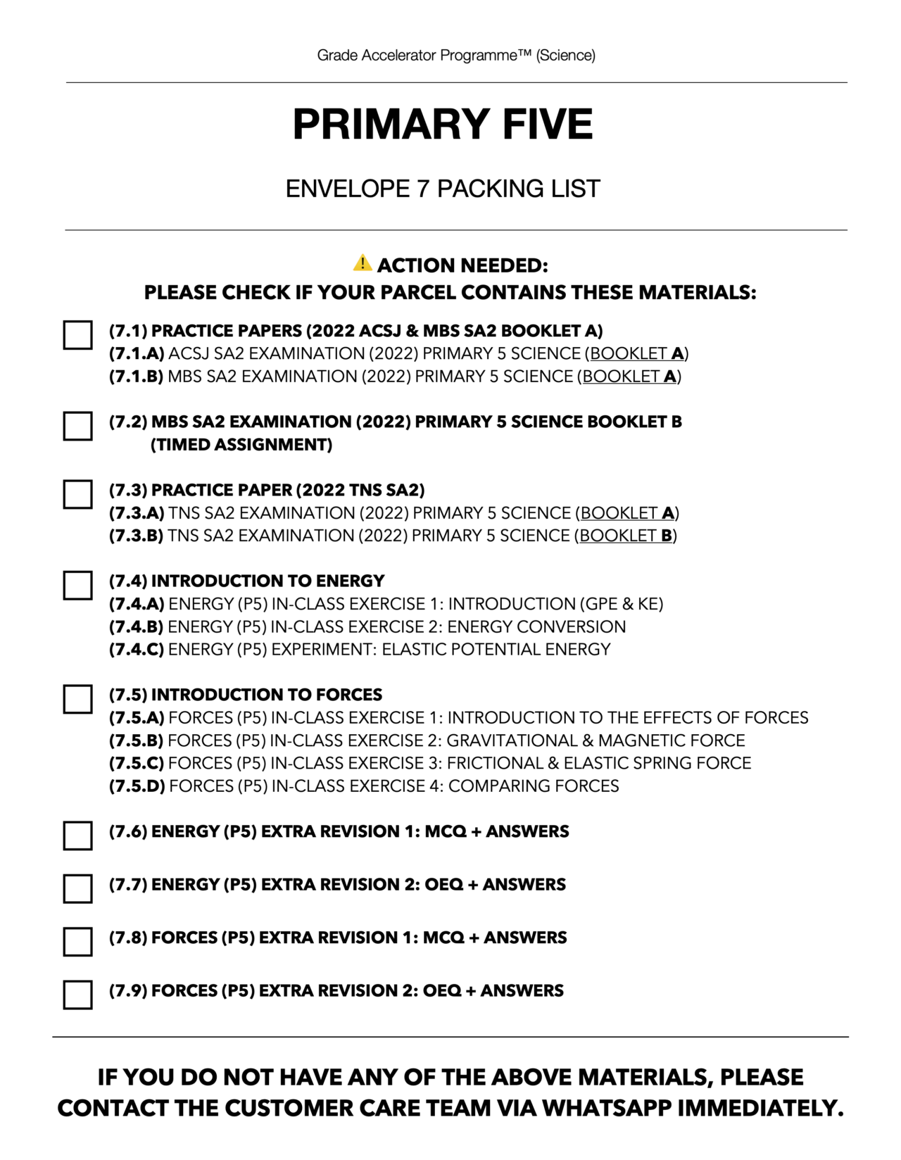 [P5 GAP] Materials Packing List - The Pique Lab